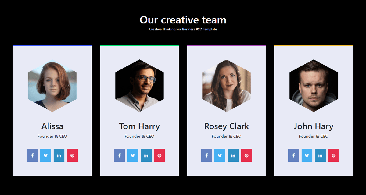 Bootstrap 4 Our Team Section with Font awesome icons Example