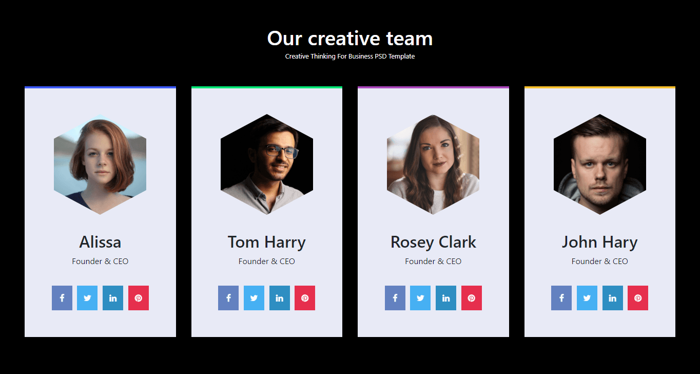 Bootstrap 4 our team section with round profile images Example