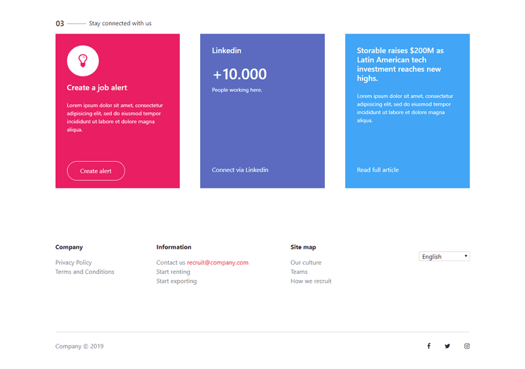 Bootstrap 4 simple footer template ( Dark ) Example