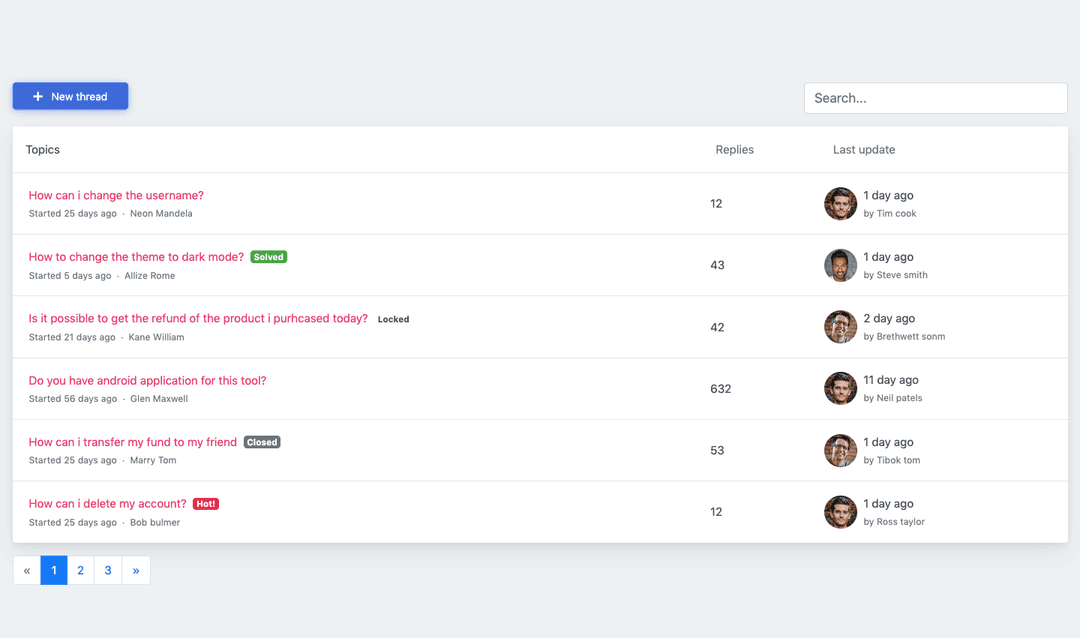 Bootstrap 4 column list with text overlay on title and description Example