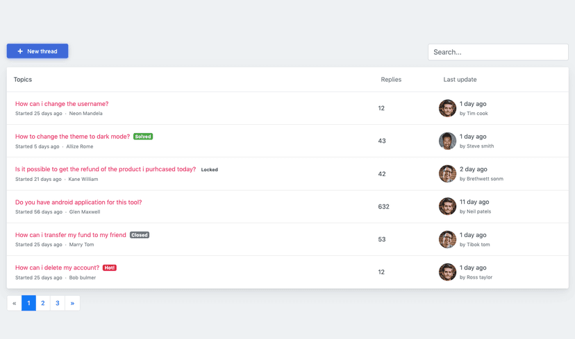 Bootstrap 4 column list with text overlay on title and description Example