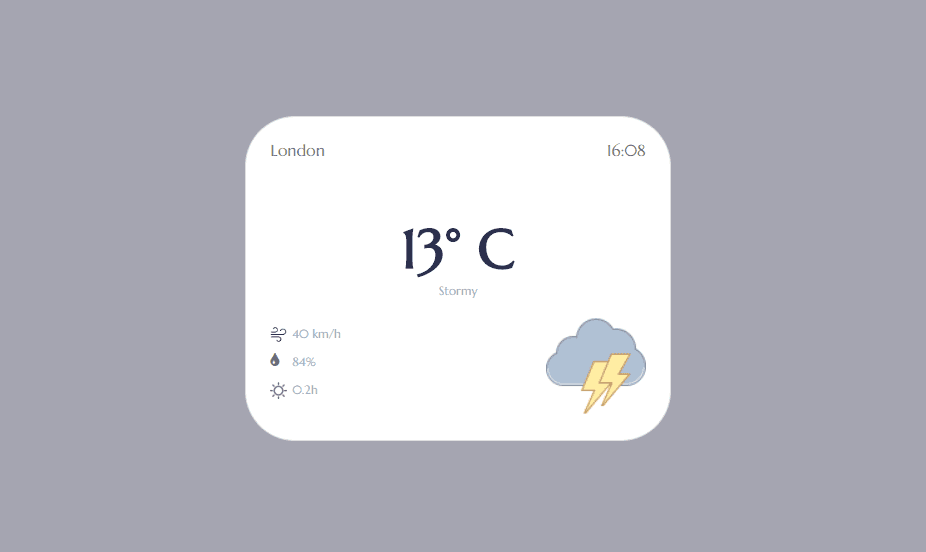 Bootstrap 4 weather card with day and time wise temprature Example