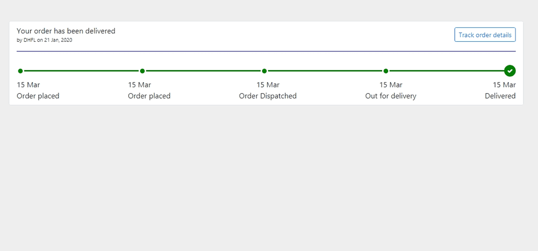 Bootstrap 4 order tracking details with progress bar Example