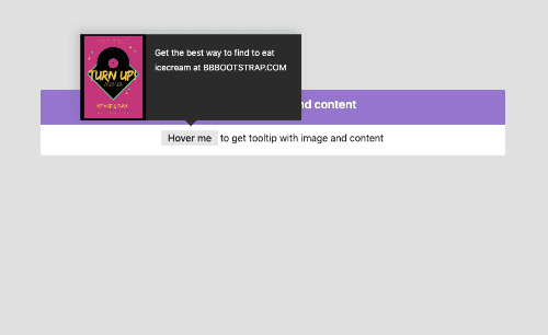 Bootstrap 4 simple tooltips onhover Example