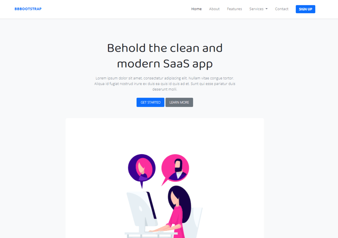 Bootstrap 4 Our Service section with font awesome icons Example