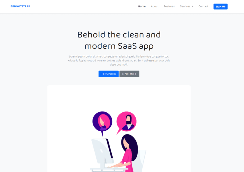 Bootstrap 4 Our Service section with font awesome icons Example