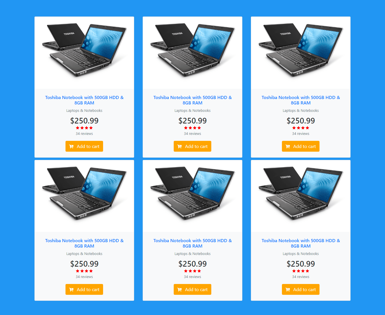 Bootstrap 4 eCommerce category product list page Example