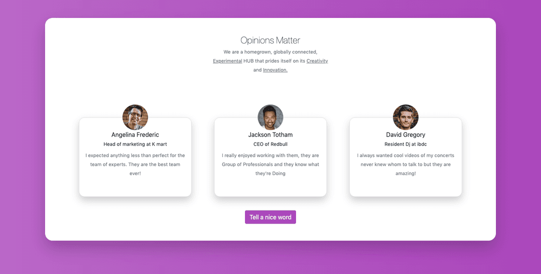 Bootstrap 4 Team Members Showcase Example