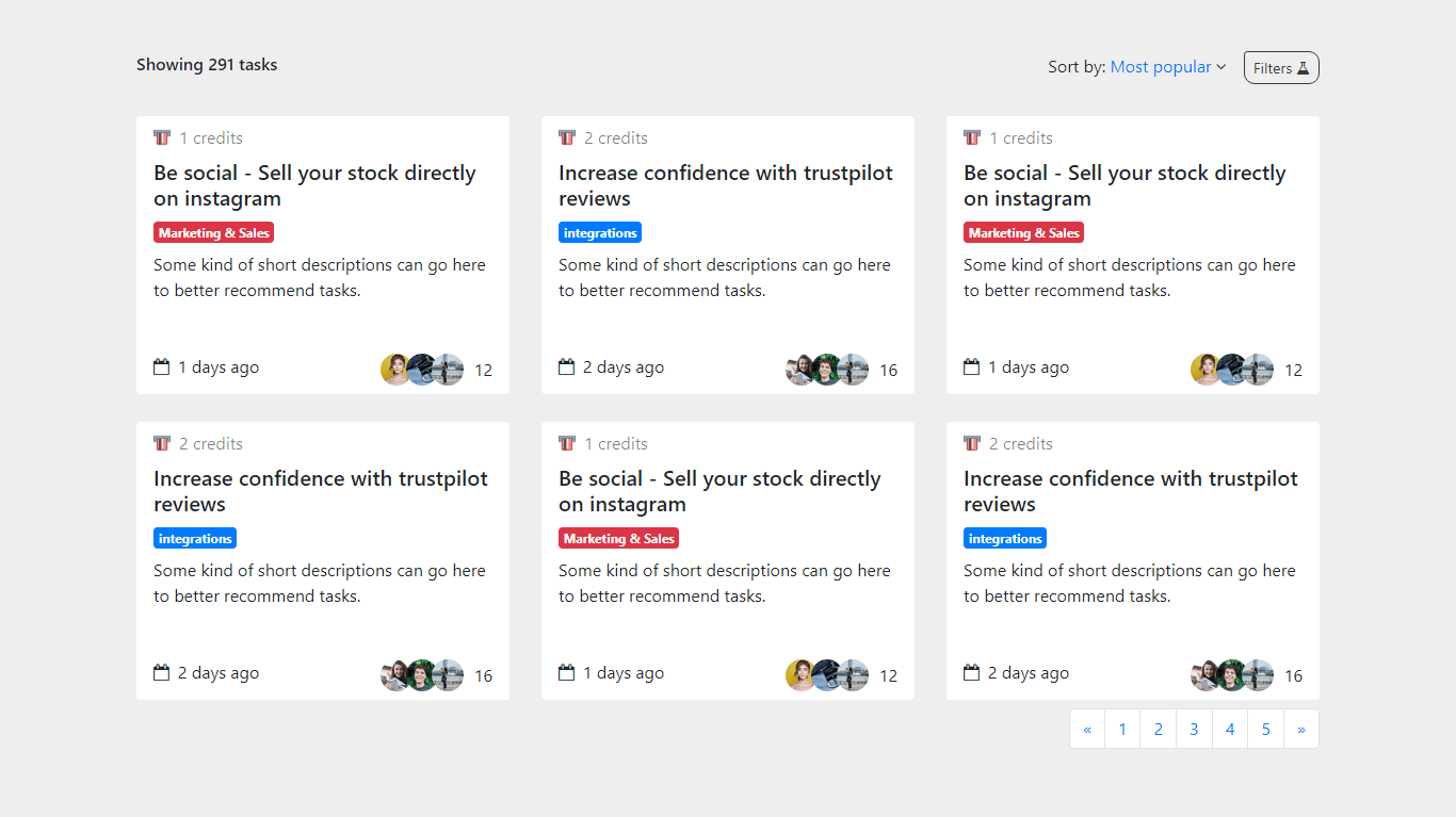 Bootstrap 5 Jobs card Listing Example