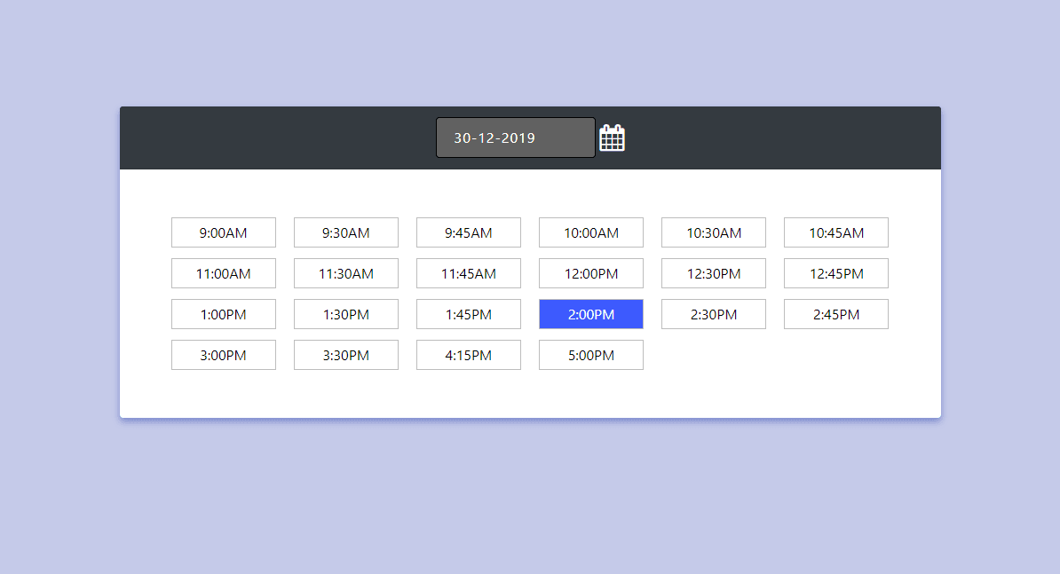 Bootstrap 4 date range datepicker with two months shown Example