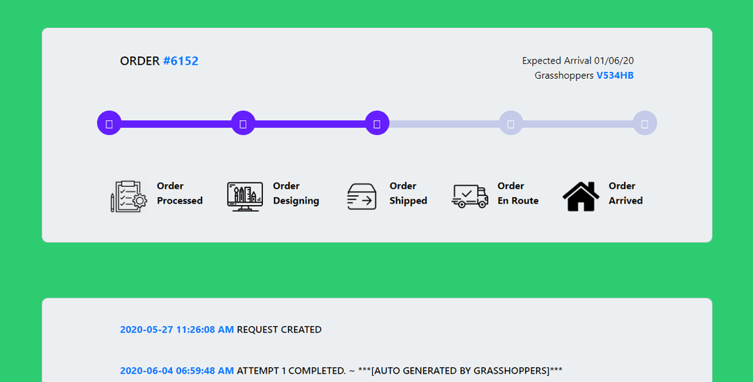 Bootstrap 4 order details with tracking button Example