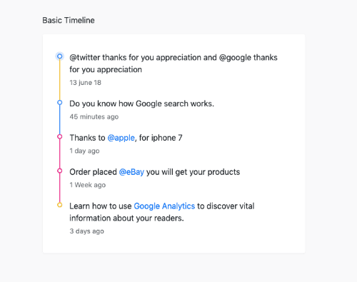 Bootstrap 4 user's timeline list template Example