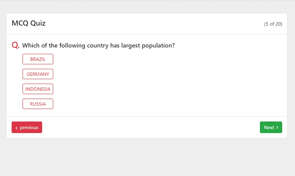 Bootstrap 5 Multiple Choice with custom Radio Buttons Example