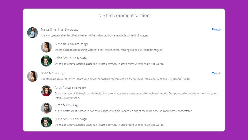 Bootstrap 5 user comment section template Example