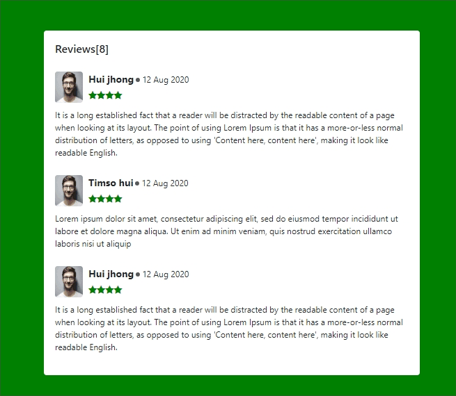 Bootstrap 4 comment section form with ratings Example