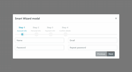 Bootstrap 4 form wizard using jquery steps Example