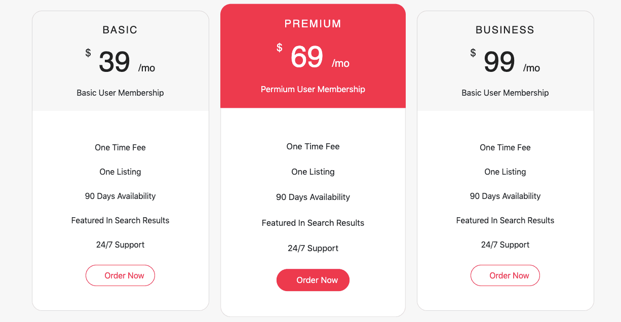 Bootstrap 5 Subscription pricing table with plan details Example