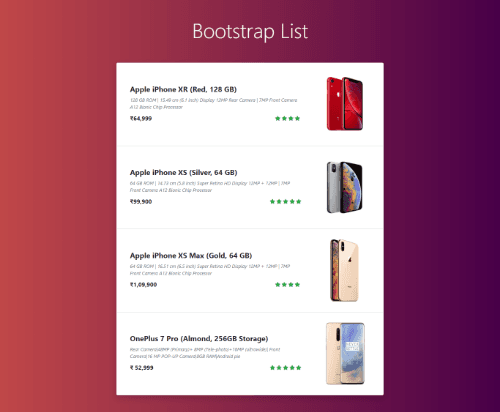 Bootstrap 4 simple catalog template Example