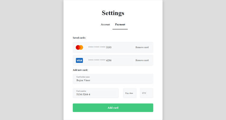 Bootstrap 4 Payment form with three transfer options Example