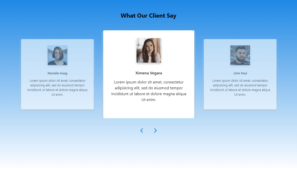 Bootstrap 4 testimonial carousel slider with autoplay Example