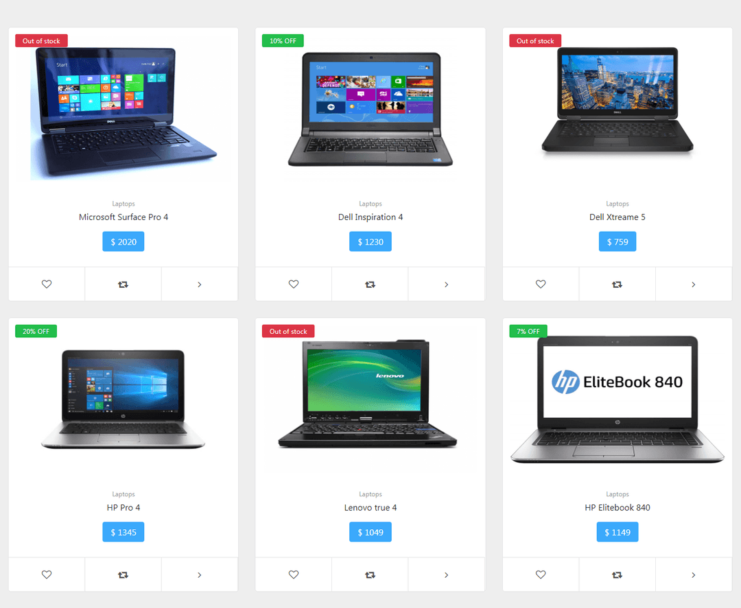 Bootstrap 4 eCommerce category product list page Example