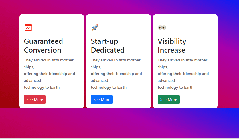 Bootstrap 4 our services section with hover effect Example