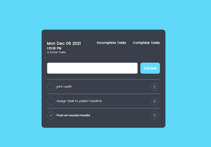 Bootstrap 4 Awesome todo list template Example