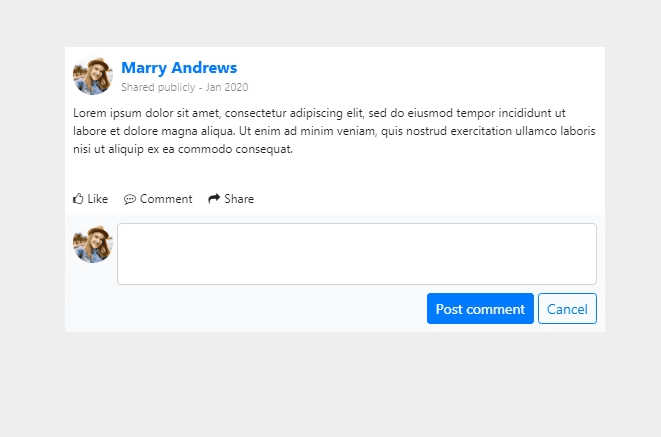 Bootstrap 4 Comment template with profile images Example
