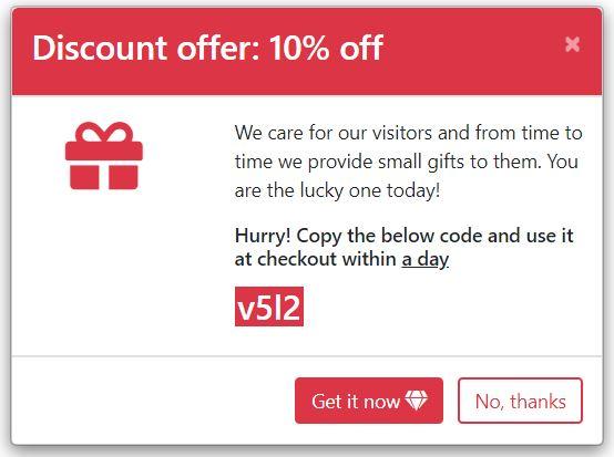 Bootstrap 5 discount coupon with toggle button Example