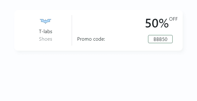 Bootstrap 5 flat discount coupon code card Example