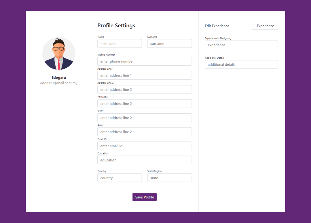 Bootstrap 5 edit user profile with user ratings Example