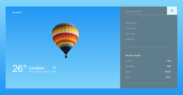 Bootstrap 4 weather widget with time and date Example