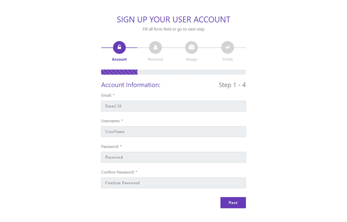 Bootstrap 4 Multi step form wizard Example