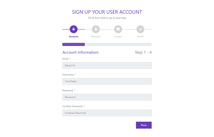 Bootstrap 4 Multi step form wizard Example