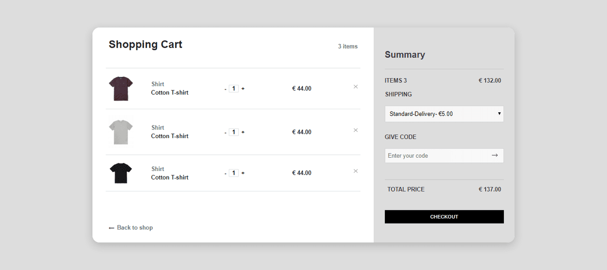 Tailwind css shopping cart template Example