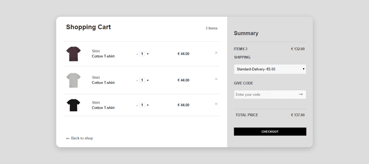 Tailwind css shopping cart template Example