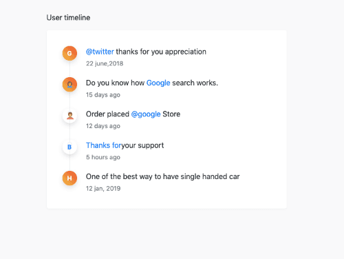Bootstrap 4 user business timeline with time Example