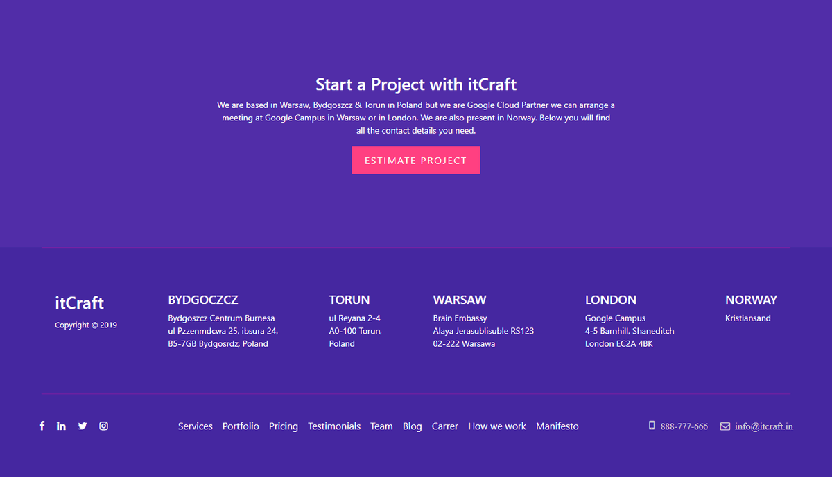 Bootstrap 4 Website Footer Example