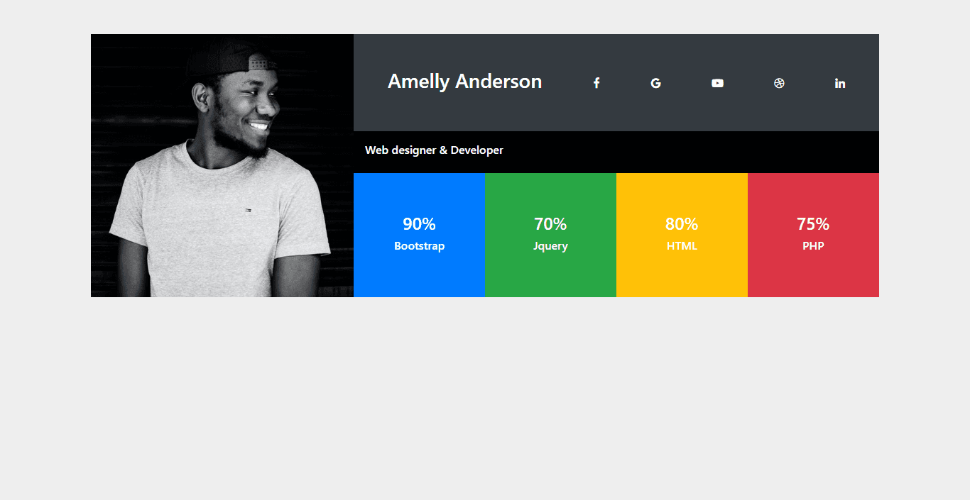 Bootstrap 4 Player profile using animation Example