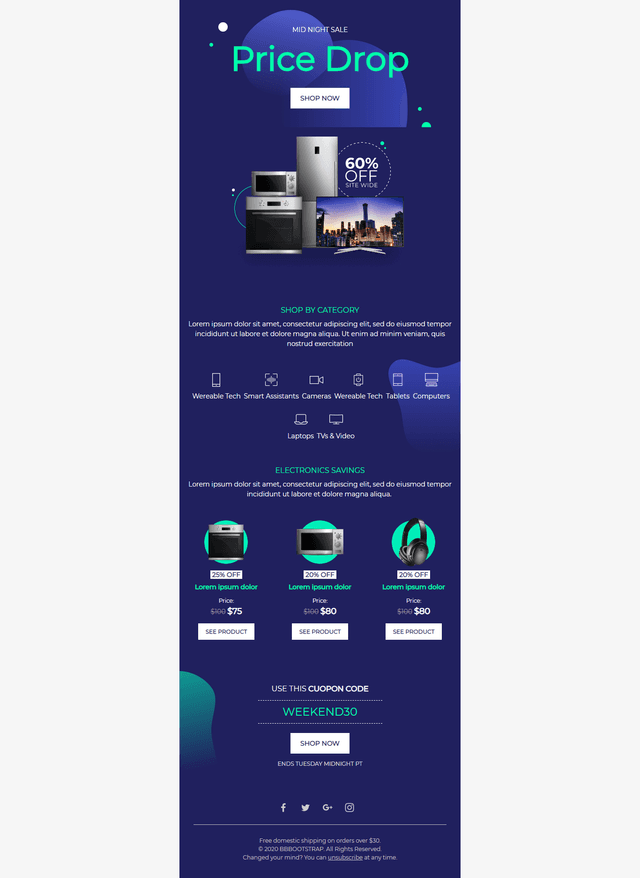 Bootstrap 4 Order confirmation email template Example