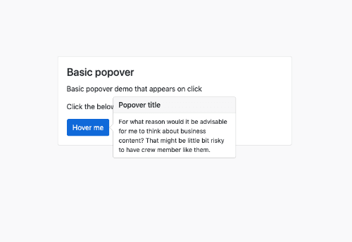 Bootstrap 4 Basic popover Example