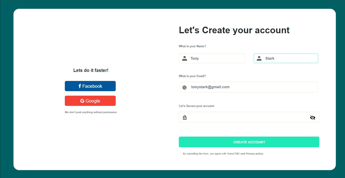 Bootstrap 4 signup form Example