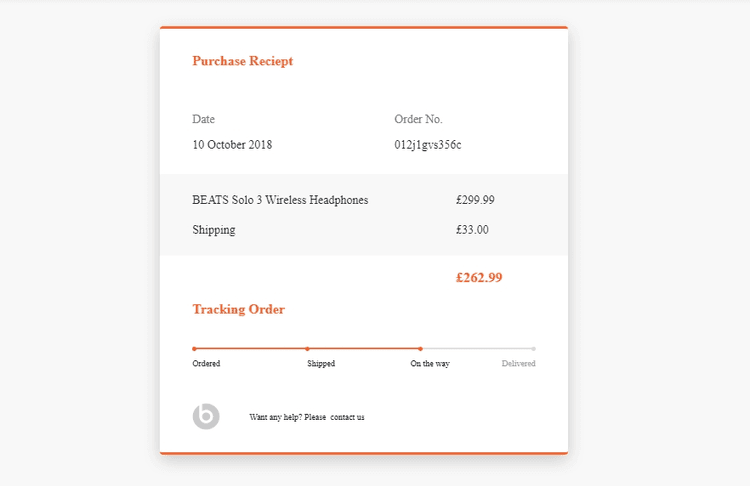 Bootstrap 4 order tracking details with progress bar Example