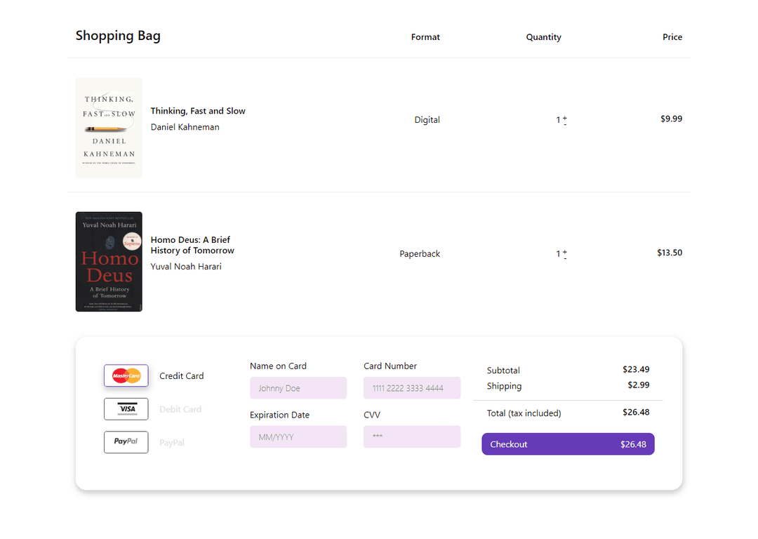 Tailwind css shopping cart template Example