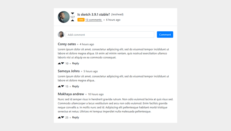 Bootstrap 5 comment section with emojis icons Example