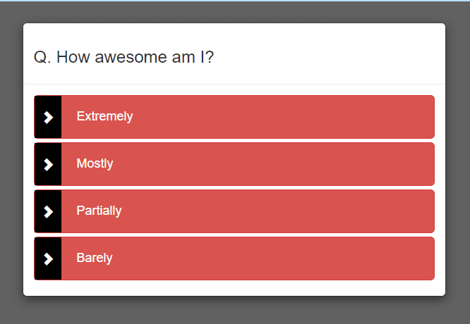 Bootstrap 3 MCQ question and answer container Example