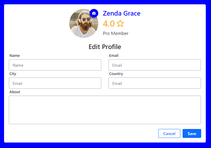 Bootstrap 4 Edit profile accounts setting template Example