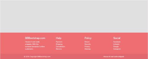 Bootstrap 4 Responsive footer template with subscription Example