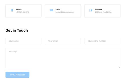 Bootstrap 5 Get In Touch contact form Example