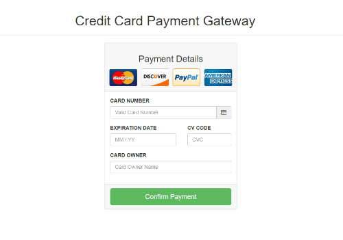 Bootstrap 4 credit card payment form template Example